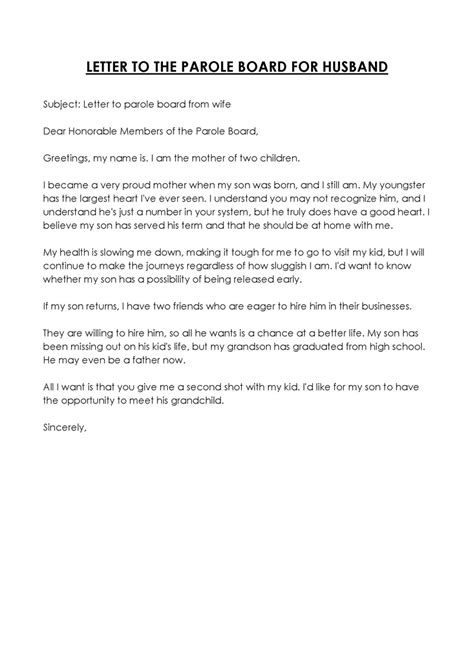 Sample Letter Of Support For Inmate