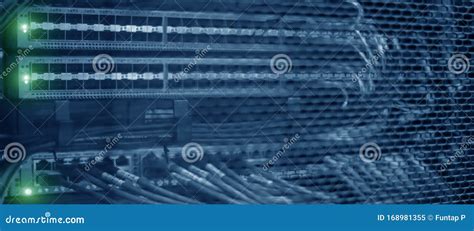 Telecommunication Concept With Abstract Network Structure And Server Room Backgrou Stock Image