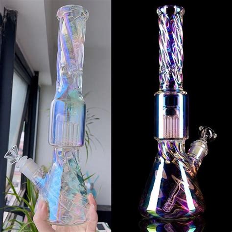12 Beaker Glass Water Pipe Thick Recycler Dab Rigs With Arm Tree Percolator Downstem Perc