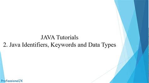 Java Tutorials Identifiers Keywords And Data Types In Java Youtube