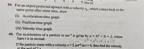 39 for an object projected upward with a velocity v0 which comes back