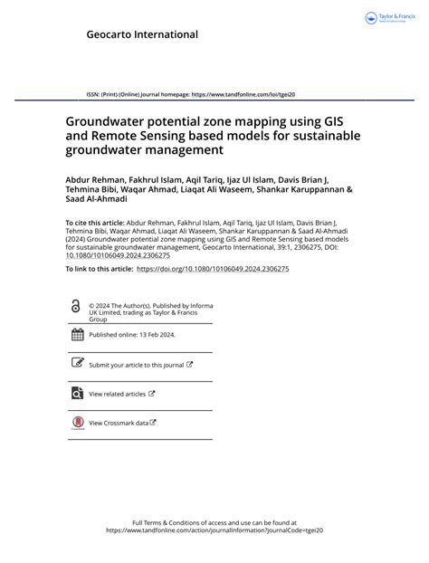 Pdf Groundwater Potential Zone Mapping Using Gis And Remote Sensing