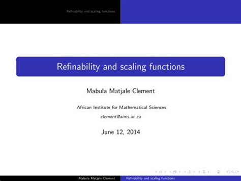 PDF Refinability And Scaling Functions DOKUMEN TIPS