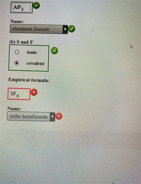 Solved Alf3 Name Aluminum Fluoride B S And F O Ionic O