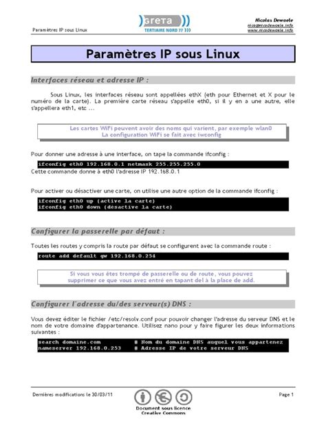 0357 tutoriel parametres ip sous linux pdf système de noms de