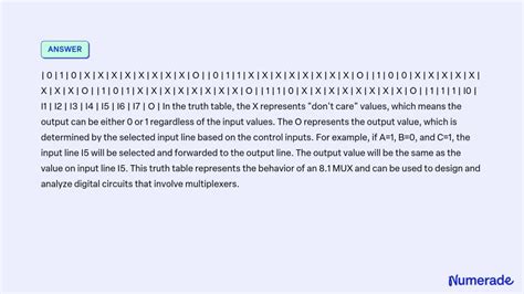 Solved A Explain The Truth Table Of Multiplexer Taking An 81 Mux As An Example