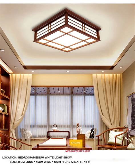 Современный квадратный светодиодный потолочный светильник из твердой древесины красного дерева