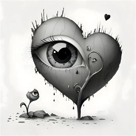 Heart As A Large Eye And A Small Flower Small Eye White Background Heart As A Symbol Of
