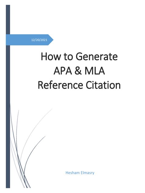 How To Generate Apa And Mla Reference Citation Pdf
