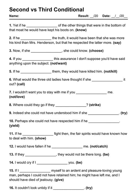101 Second Vs Third Conditional Pdf Worksheets With Answers Grammarism
