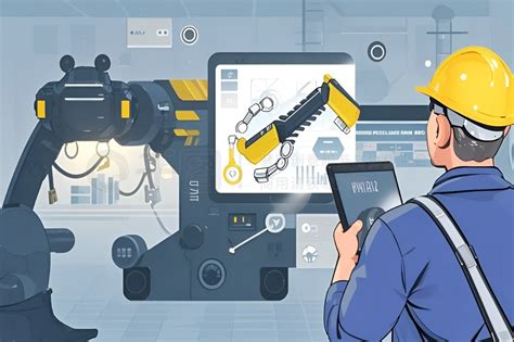 劳动者ai数字艺术 劳动者卡通风格建筑工人建筑工地手持平板电脑操作场景插画 Ai人像免费下载png格式4096像素编号71759094 千图网