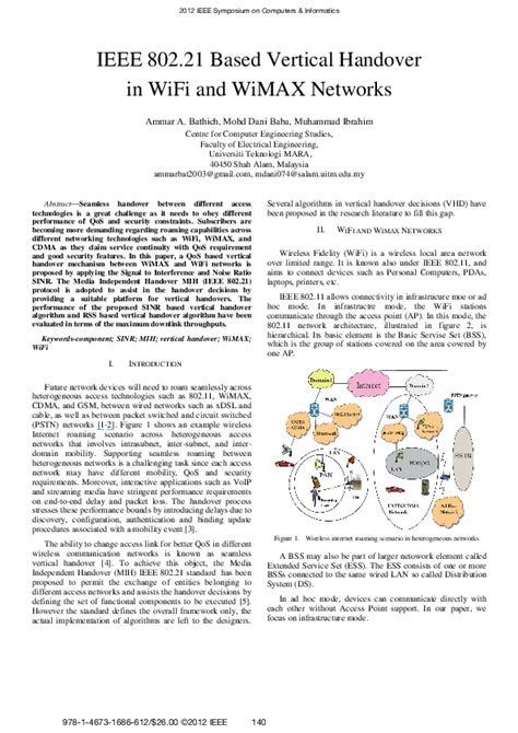 Pdf Ieee 802 21 Based Vertical Handover In Wifi And Wimax Networks