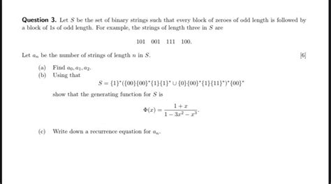 Solved Question Let S Be The Set Of Binary Strings Such Chegg