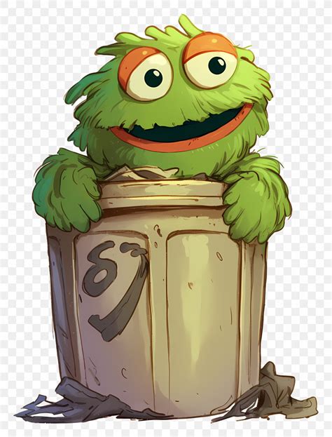 Oscar The Grouch Green Trash Can Monster Character Png 3020x3976px