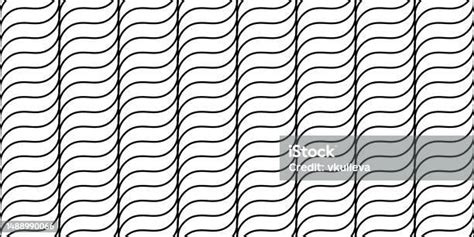Wavy Lines Seamless Pattern Undulate Stripes Repeating Background Black And White Diagonal Waves
