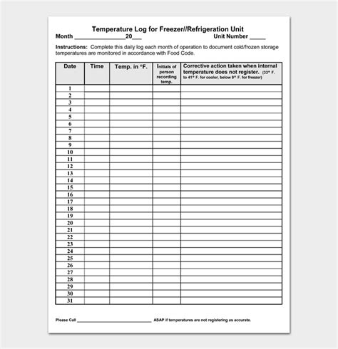 Cooler Temperature Log Receiving Temperature Log Qrjhj