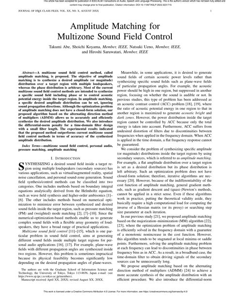 Pdf Amplitude Matching For Multizone Sound Field Control