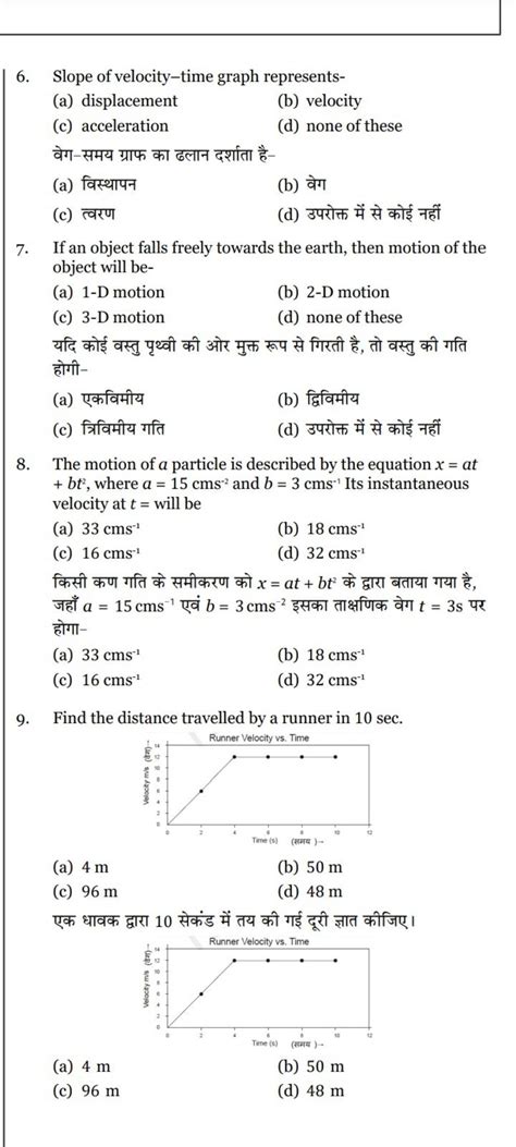 6 Slope Of Velocity Time Graph Represents A Displacement B Velocity