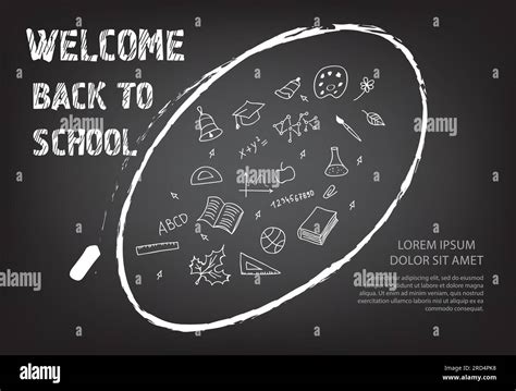 Welcome Back To School Lettering And Doodles In Chalk Oval Stock Vector