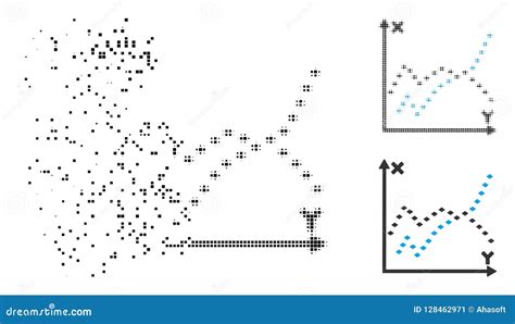 Dissolved Pixelated Halftone Dotted Functions Plot Icon Stock Vector