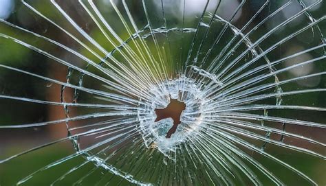 Broken Glass From Impact Bullet Hole In Glass Premium Ai Generated Image