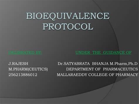 Bioequivalence Protocol Pptx
