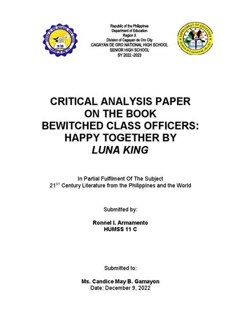 Critical Analysis Paper Format Final Paper 1 1 Pdf Evaluation