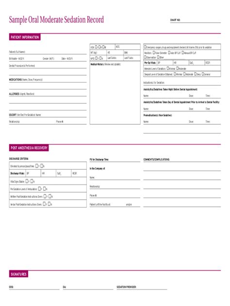 Sample Oral Moderate Sedation Record Fill Out And Sign Online Dochub