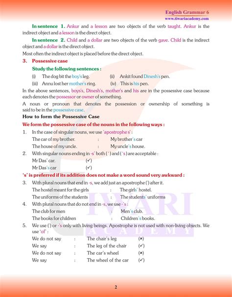 Class 6 English Grammar Chapter 6 The Noun Case Updated For 2025 26