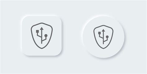 Secure Usb Line Icon In Neomorphic Design Style Data Transfer Signs