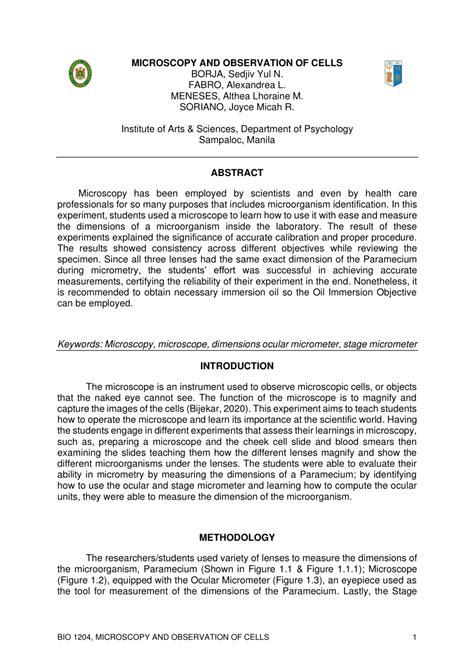 Pdf Microscopy And Observation Of Cells
