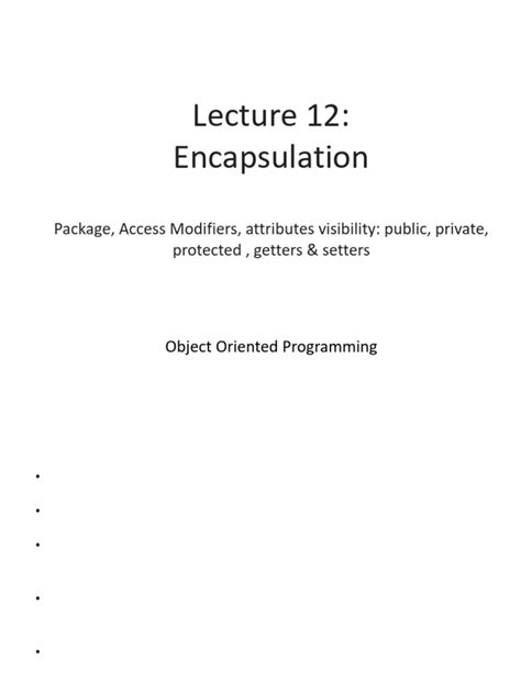 Lecture 12 Encapsulation Pdf Class Computer Programming Method Computer Programming