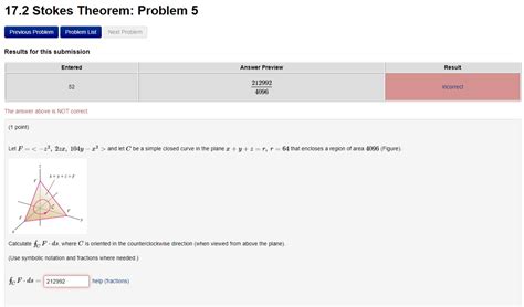 Solved 17 2 Stokes Theorem Problem 5 Previous Problem Chegg Com