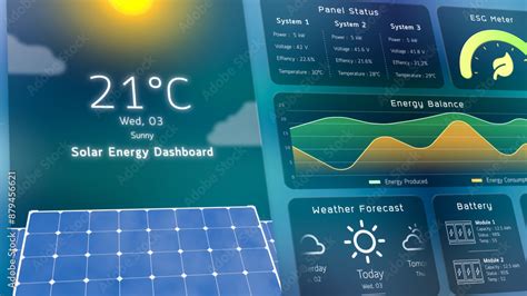 Solar Power Monitoring System Digital Infographic Data Of Green Energy Management App Dashboard