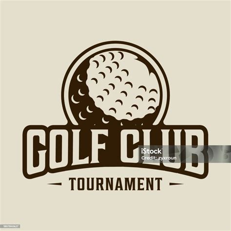 공 골프 로고 빈티지 벡터 일러스트 레이 션 템플릿 아이콘 그래픽 디자인 복고풍 작풍을 가진 경기 대회 또는 클럽을 위한 스포츠 표시 또는 상징 Golf Tournament