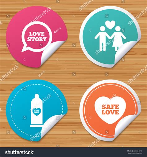 Condom Safe Sex Icons Lovers Couple Stock Vector Royalty Free