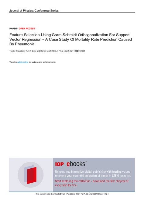 Pdf Feature Selection Using Gram Schmidt Orthogonalization For