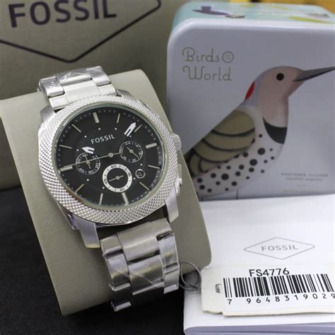 Jual Jam Pria Fossil Fs 4776 Machine Black Dial Silver Palladium