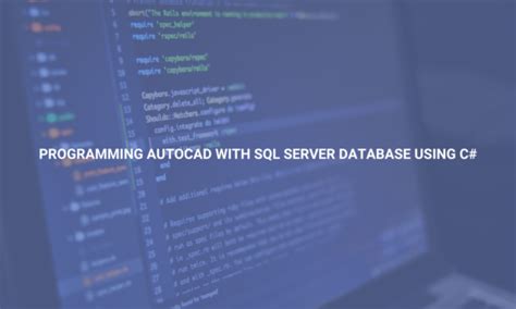 Programming Autocad With Sql Server Database Using C Alpha Academy