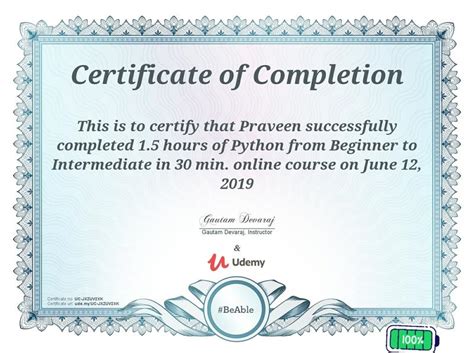 praveen sekar on linkedin successfully completed basic of python in udemy 👍👍