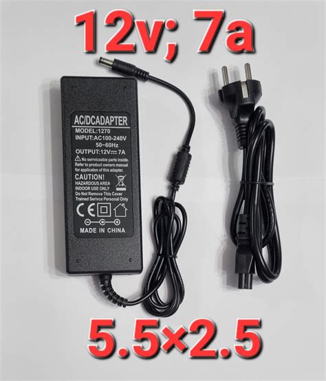 Адаптер блок питания 12v 7a 5 5x2 5мм для монитора телевизора