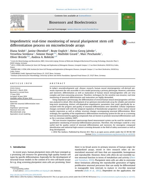 Pdf Impedimetric Real Time Monitoring Of Neural Pluripotent Stem Cell