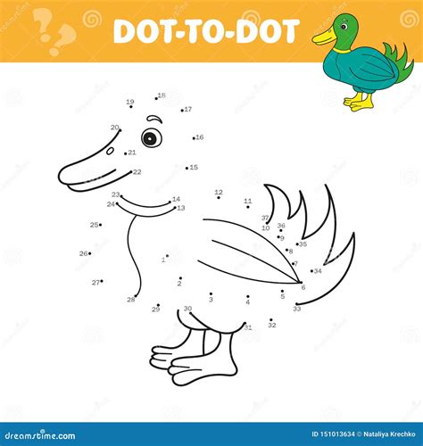 Conecte Los Puntos Y Dibuje El Pato Lindo De La Historieta Juego