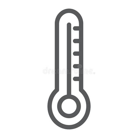 Temperature Line Icon Measurement And Scale Thermometer Sign Vector Graphics A Linear