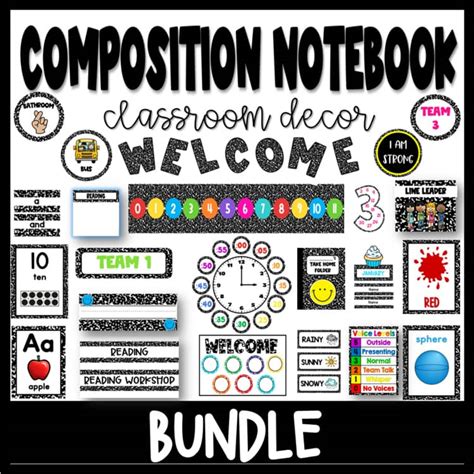 Composition Notebook Classroom Decor Bundle By Kathryn Watts Tpt