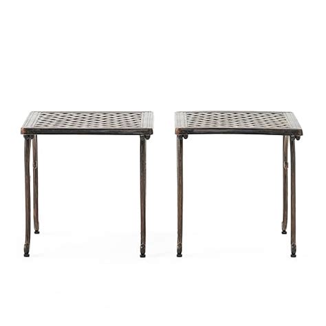 Arlana Round Cast Aluminum Bar Table Shiny Copper Christopher Knight Home Patio Furniture