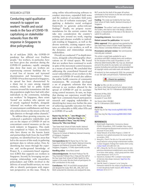 Pdf Conducting Rapid Qualitative Research To Support Sex Workers Health And Social Needs In