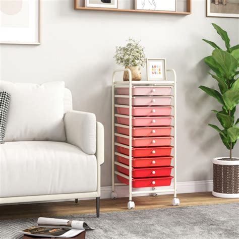 Rebrilliant 10 Drawer Rolling Storage Cart Organizer With 4 Universal Casters Wayfair Canada