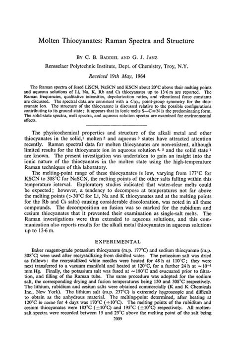 Molten Thiocyanates Raman Spectra And Structure Transactions Of The Faraday Society Rsc
