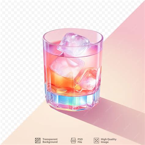 Premium Psd A Glass Of Ice Cubes And A Drink With Ice Cubes